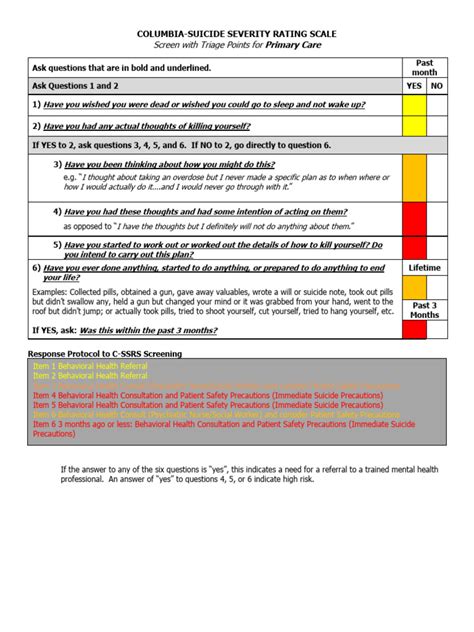 C Ssrs Screening Tool For Primary Care Short Version Pdf Mental