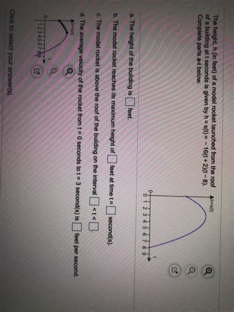 Solved The Height H In Feet Of A Model Rocket Launched