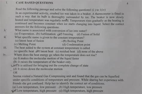 Case Based Questions 4 Read The Following Passage And Solve The Following