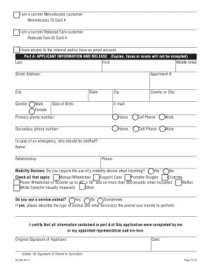2024 2026 Form Wa Application For Metroaccess Door To Door Paratransit