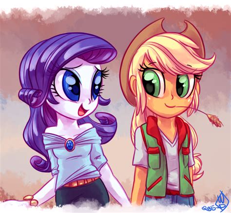 Applejack And Rarity Equestria Girls Drawn By Cottonc