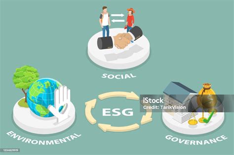 Esg 환경 사회 거버넌스의 3d 이소메트릭 플랫 벡터 개념 적 그림 사회 문제에 대한 스톡 벡터 아트 및 기타 이미지 사회
