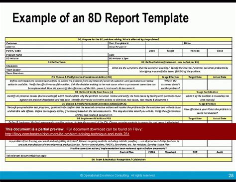 Report Template Xls Bosch Italiano Word Pdf Vorlage Excel Oder With Regard To 8D Report Format