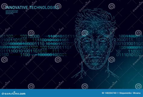 Low Poly Male Human Face Biometric Identification Ai Artificial Intelligence Assistant System