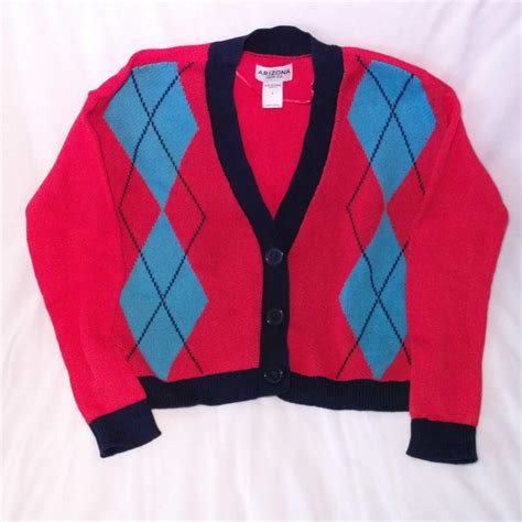 Arizona Womens Red And Blue Cardigan Depop