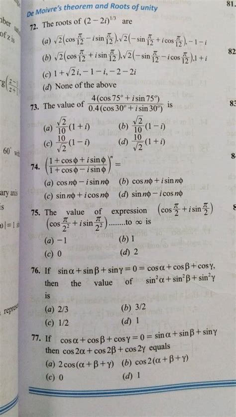De Moivres Theorem And Roots Of Unity 12 The Roots Of 2−2i 1 3 Are