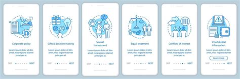 Business Ethics Onboarding Mobile App Page Screen Vector Template Corporate Social