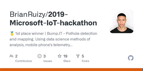 GitHub BrianRuizy Microsoft IoT Hackathon St Place Winner Bump IT Pothole