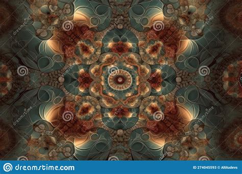 Fractal Wallpaper With Repeating Patterns And Geometric Shapes Stock Illustration