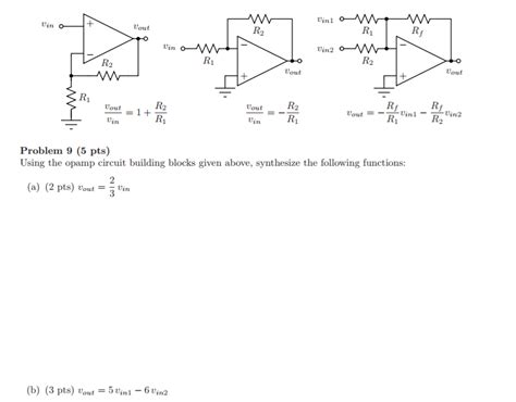 Solved Using The Opamp Circuit Building Blocks Given
