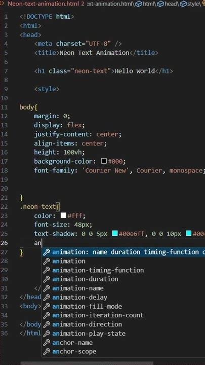 Neon Text Animation Shorts Html Css Html5 Coding Animation Css3 Javascript Youtube