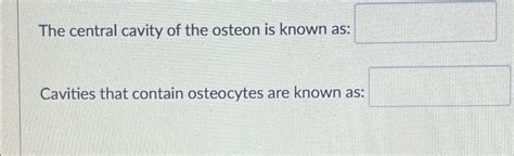 Solved The Central Cavity Of The Osteon Is Known As Cavities