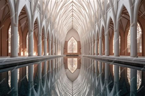 Premium Photo Symmetrical Architecture Mirrored In A Still Pool