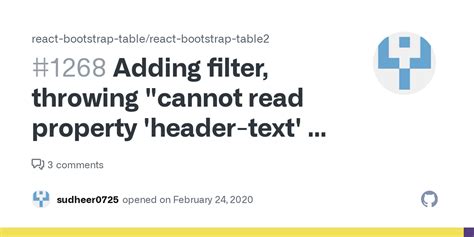 Adding Filter Throwing Cannot Read Property Header Text Of