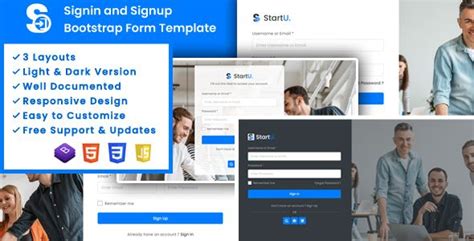 Startu Signin And Signup Bootstrap Form Template Code Market