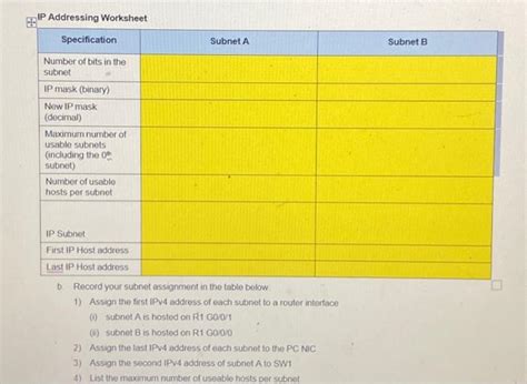 Solved Ip Addressing Worksheet B Record Your Subnet