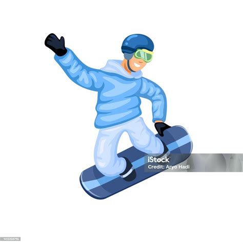 에어 익스트림 스포츠 마스코트 캐릭터 심볼 일러스트 벡터의 스노우 보드 자유형 겨울에 대한 스톡 벡터 아트 및 기타 이미지