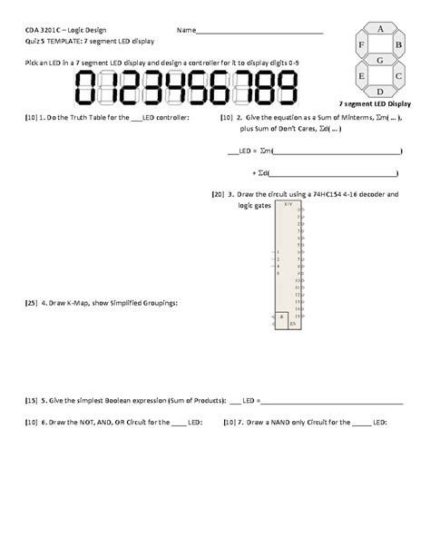 Quiz5 Template 7segment Displays Cda 3201c Logic Design Name