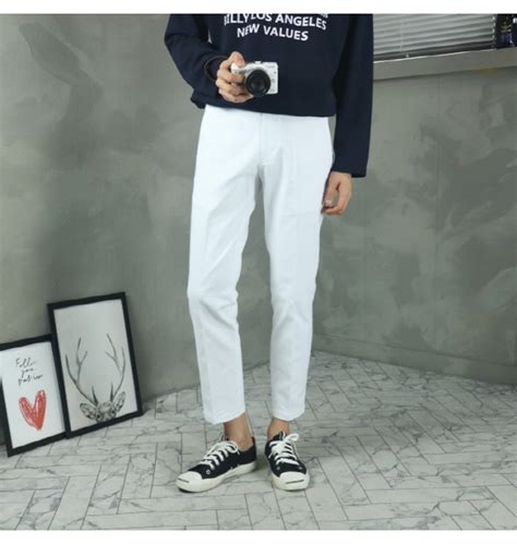 남자 흰색 슬랙스 백바지 바이오 면 슬렉스 바지 티몬
