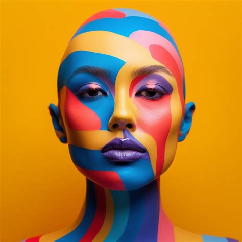 Premium Ai Image Colorful Woman Neon Girl Portrait Body Paint