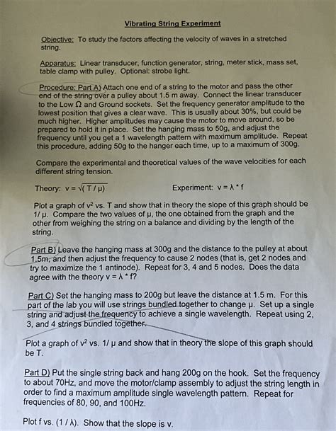 Solved Vibrating String Experiment Objective To Study The Chegg Com