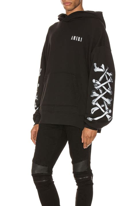Amiri Bones Hoodie In Black And White Fwrd