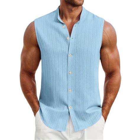 Afdoent Mens Shirts Male Sleeveless Shirts For Daily Wear Sports And