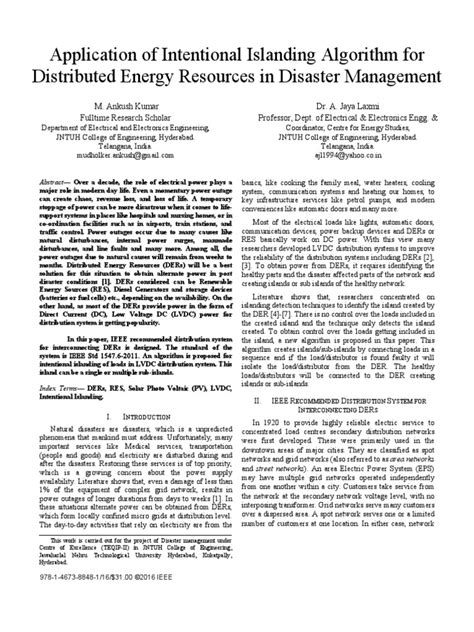 Application Of Intentional Islanding Algorithm For Distributed Energy