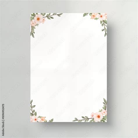 Blank Funeral Flyer Mockup Features Peach Flowers Floral Corners Frame