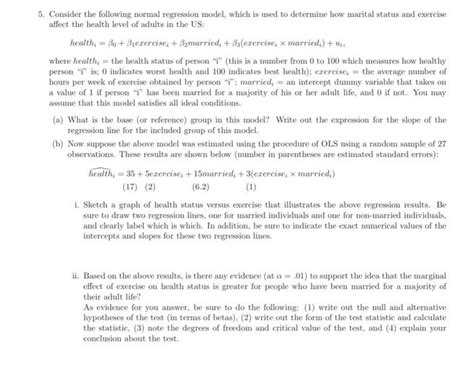 Solved 5 Consider The Following Normal Regression Model