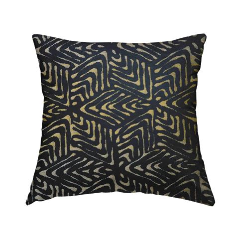 Hollywood Navy Blue Gold Shiny Geometric 3d Chequer Cube Design Soft