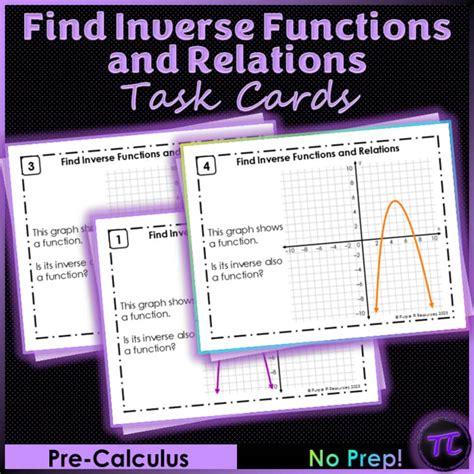 Find Inverse Functions And Relations Precalculus Task Cards Tpt
