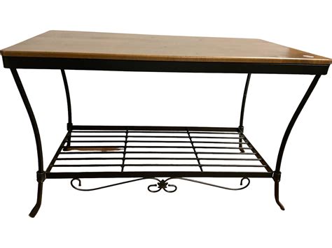 Lot Longaberger Wrought Iron With Wood Top Table
