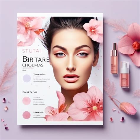 Premium Photo Beautiful Woman Poster With Cosmetics Product