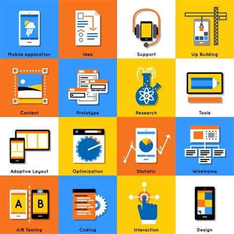 Science And Technology Flat Icons Royalty Free Vector Image