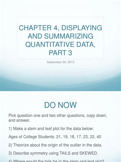 Chapter 4 Displaying And Summarizing Quantitative Data Part 3 Pdf Descriptive Statistics