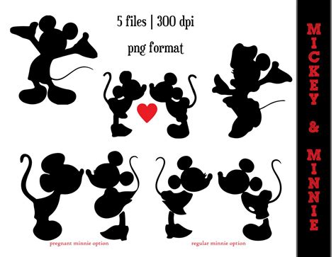 Mickey Mouse And Minnie Mouse Silhouettes By Sparkyourcreativity