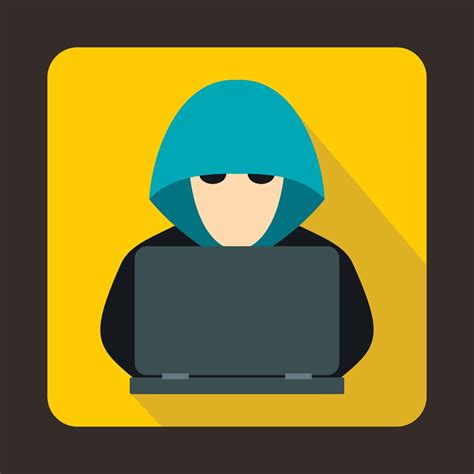 Computer Hacker With Laptop Icon Flat Style 14620448 Vector Art At Vecteezy