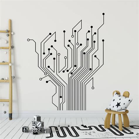 Circuit Board Computer Wall Sticker Vinyl Circuit Tree Pattern Wall