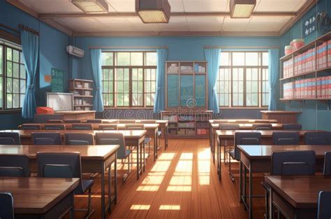 School Classroom Education Anime Visual Novel Game Generate Ai Stock