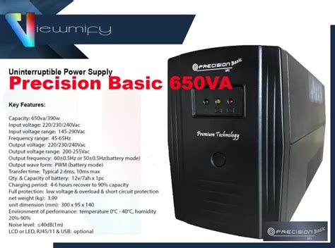 Precision Basic 650va390w Ups Uninterruptible Power Supply Viewmify