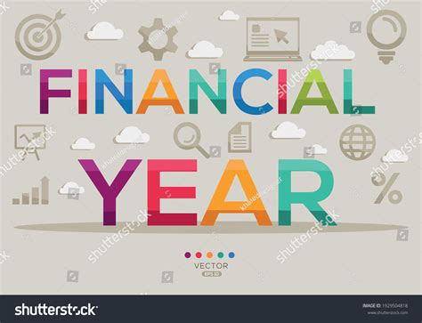 Creative Financial Year Banner Word Icon Stock Vector Royalty Free