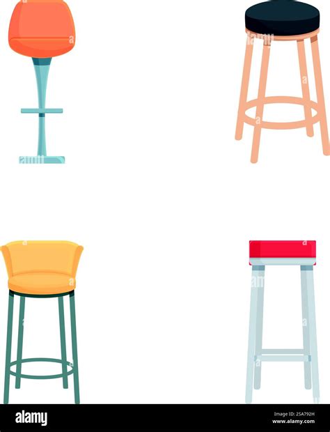Illustration Of Four Different Modern Stool Designs On A White Background Set Of Assorted