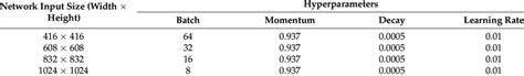 Yolov5m Network Input Sizes And Hyperparameters Scenario For Training