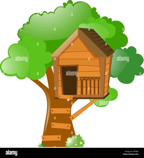 Tree With Treehouse On It Illustration Stock Vector Image Art Alamy