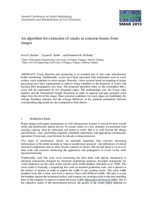 Pdf An Algorithm For Extraction Of Cracks In Concrete Beams From Images