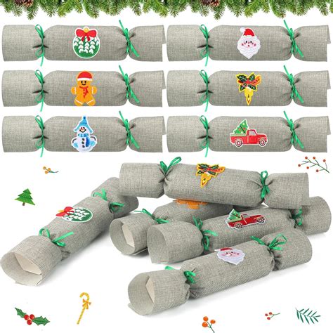 Buryeah 24 Pcs Christmas Crackers Burlap Christmas Cracker