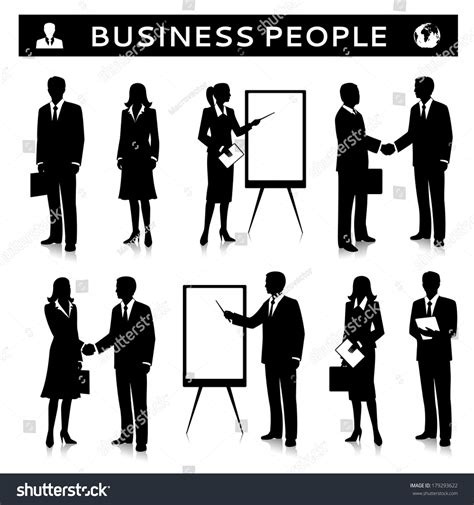 Flipcharts Business People Silhouettes Talking Handshaking 库存矢量图（免版税）179293622 Shutterstock