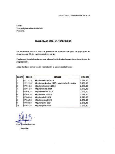 Plan De Pagos Pdf