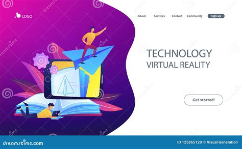 Augmented Reality Books Concept Vector Illustration Stock Vector Illustration Of Device